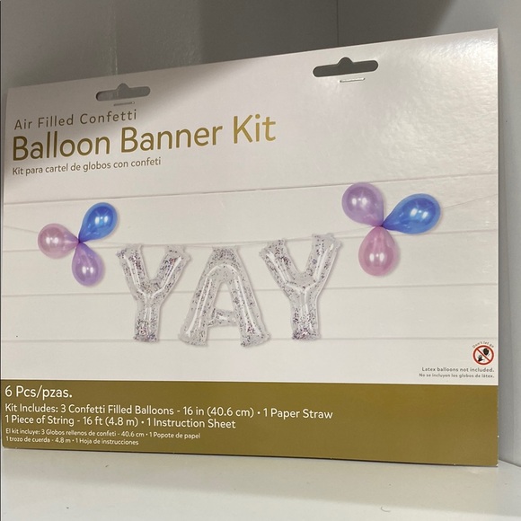 Party Supplies | Air Filled Confetti Balloon Banner Kit Purple And Blue ...